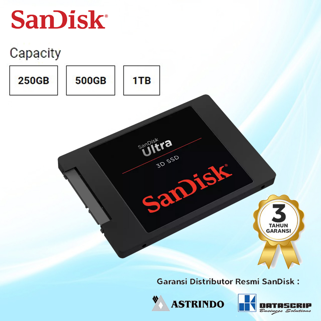 Jual SanDisk SSD 250GB | 500GB | 1TB SanDisk Ultra 3D up to 550Mbps ...