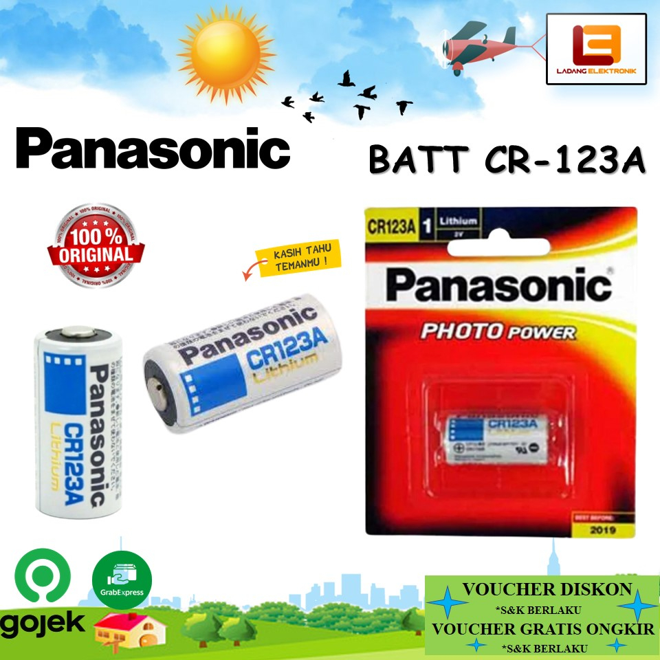 Jual Battery Panasonic CR123A CR-123A Baterai Lithium 3V | Shopee Indonesia