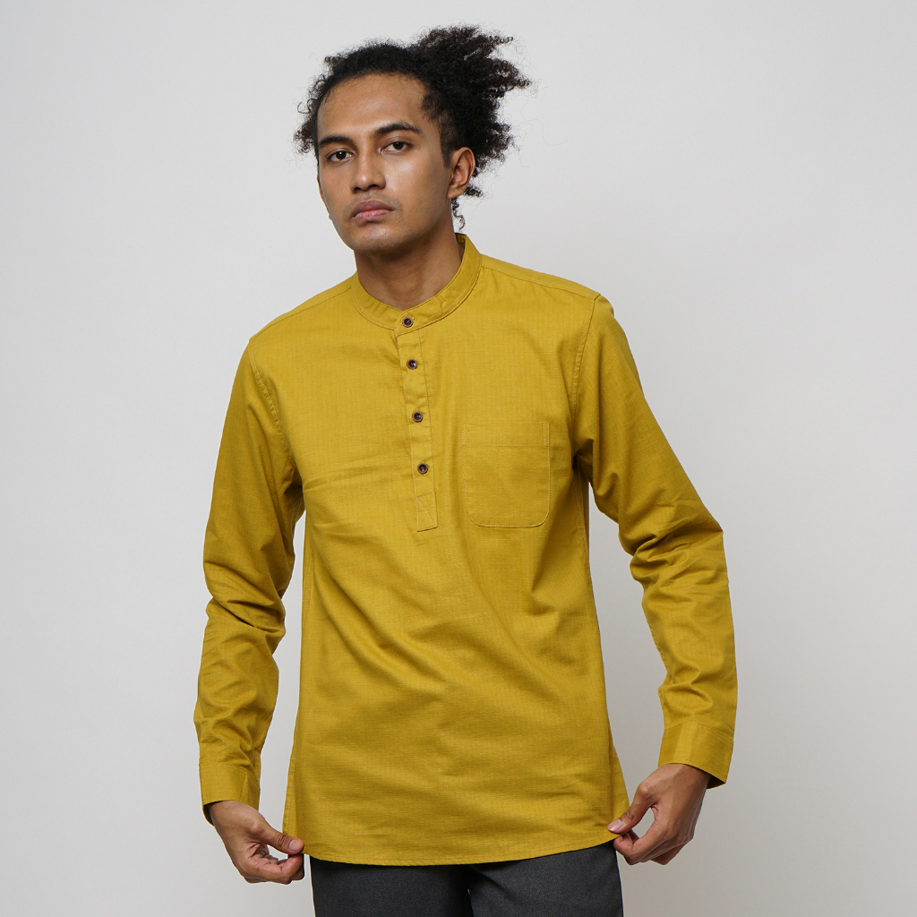 Jual Vanfive Kemeja Pria Kemko Wangki Polos Panjang Kuning Kunyit 1599W ...