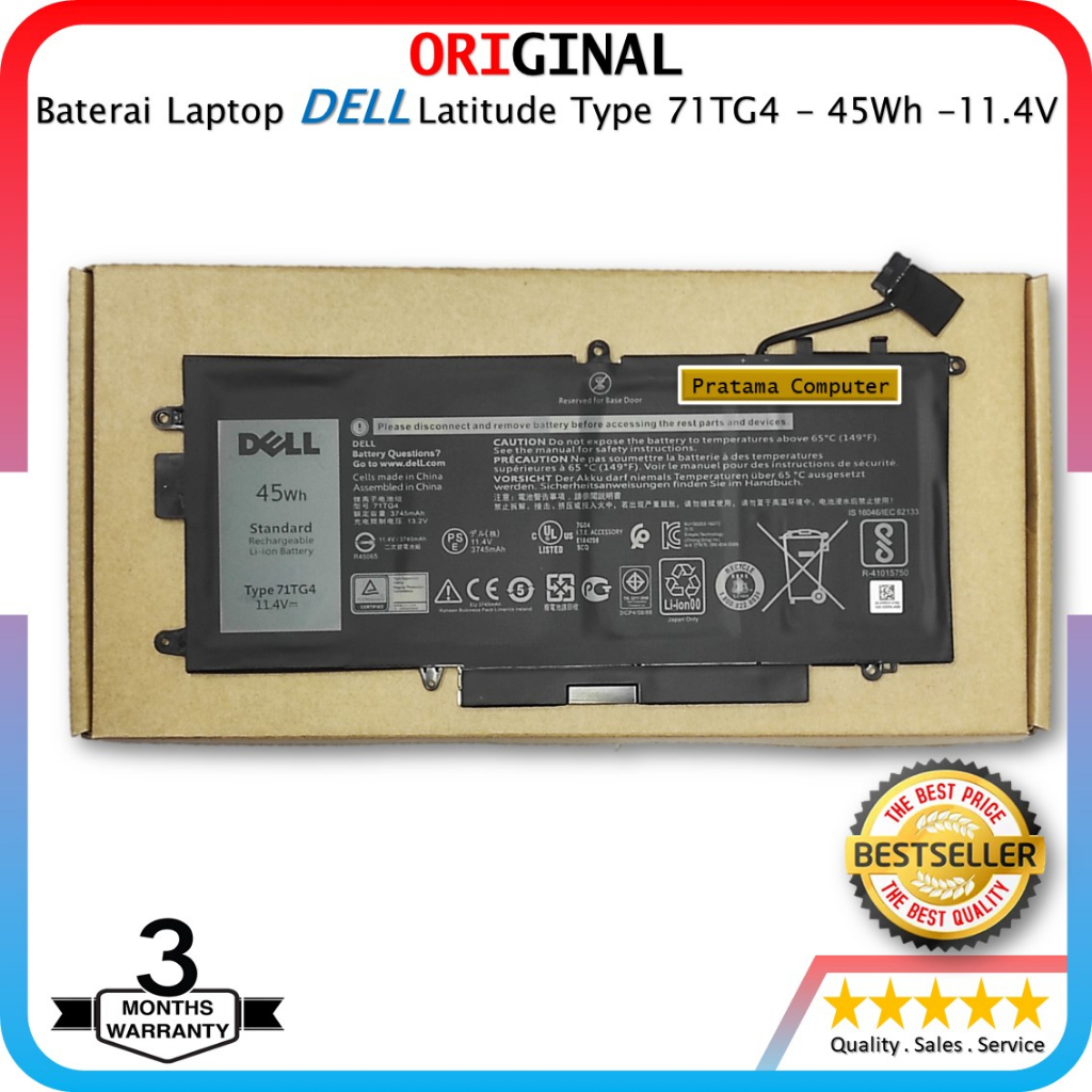 Jual Baterai Laptop Dell Latitude 7390 2-in-1 Series Type 71TG4 ...