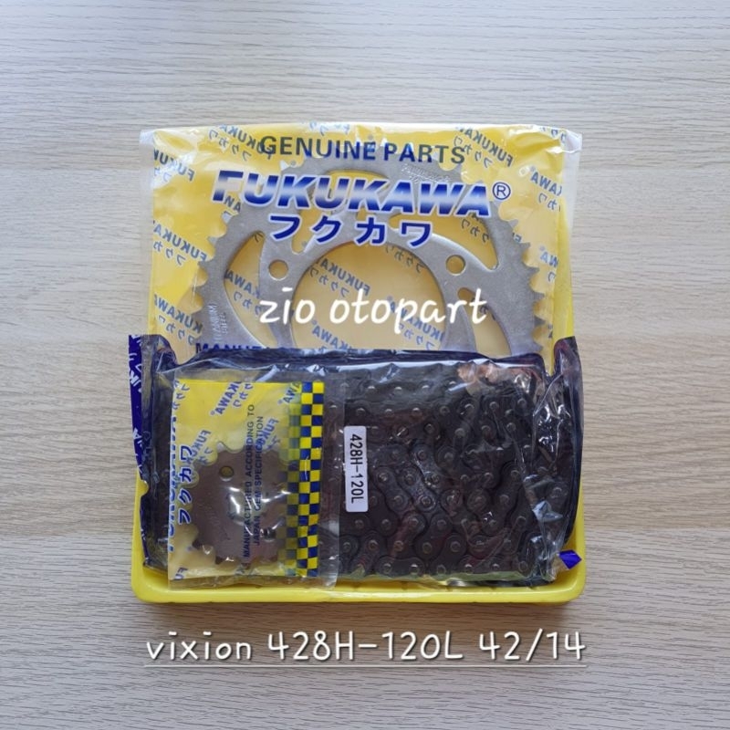 Jual Gearset Vixion Old Fukukawa Japan Gir Gear Paket Plus Rantai Set ...