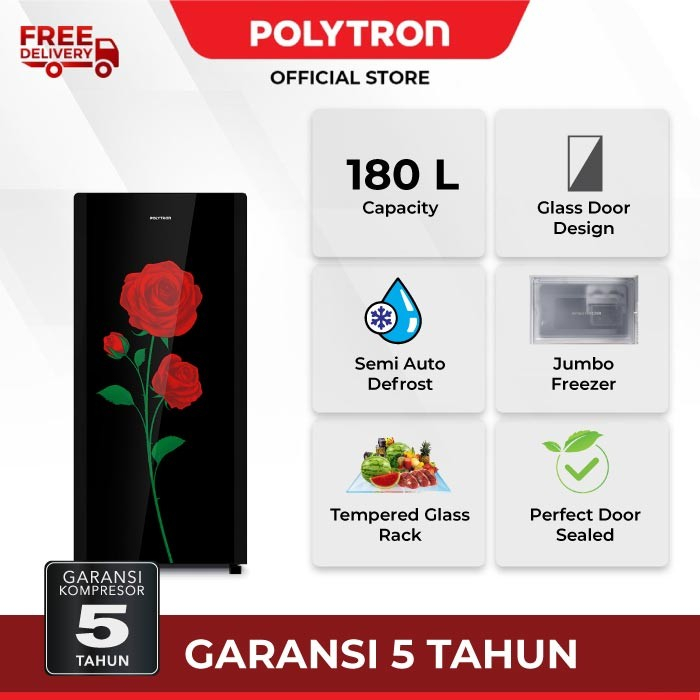 Jual KULKAS POLYTRON 1 PINTU POLYTRON PRA 18 CR X 180 Liter Pintu Kaca ...