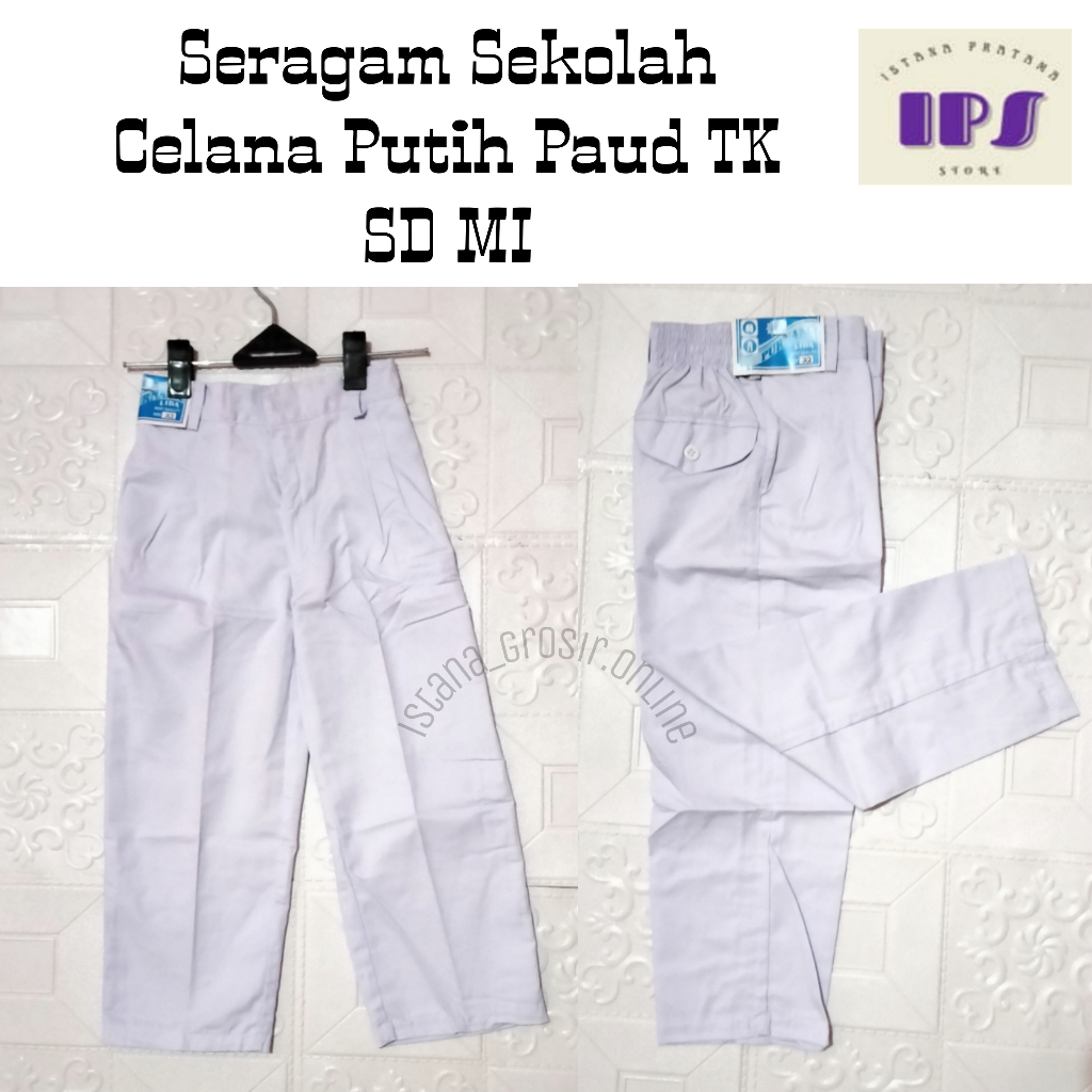 Jual Seragam Sekolah Paud TK SD MI Celana Panjang Putih | Shopee Indonesia
