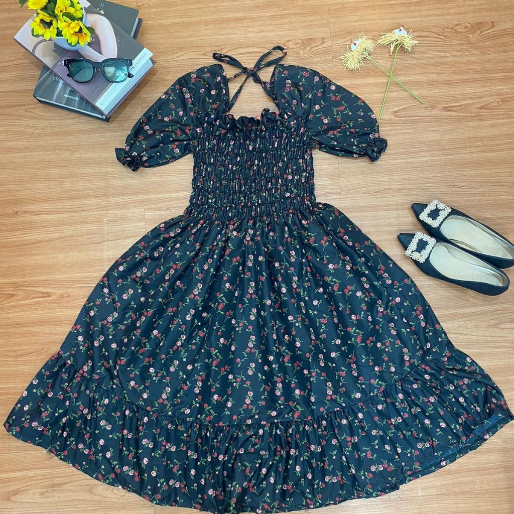 Jual SMOCKED DRESS / Gaun musim panas kasual baru Lengan pendek smocked ...