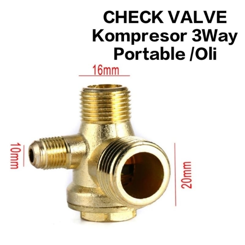 Jual Check Valve Kompresor Angin Portable 3/4hp - 1hp Drat Luar 3way ...
