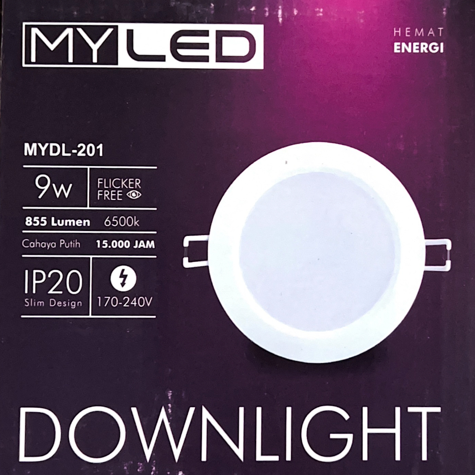Jual Lampu Downlight Myled 9 Watt 6500K Warna Putih Slim Design 9W ...