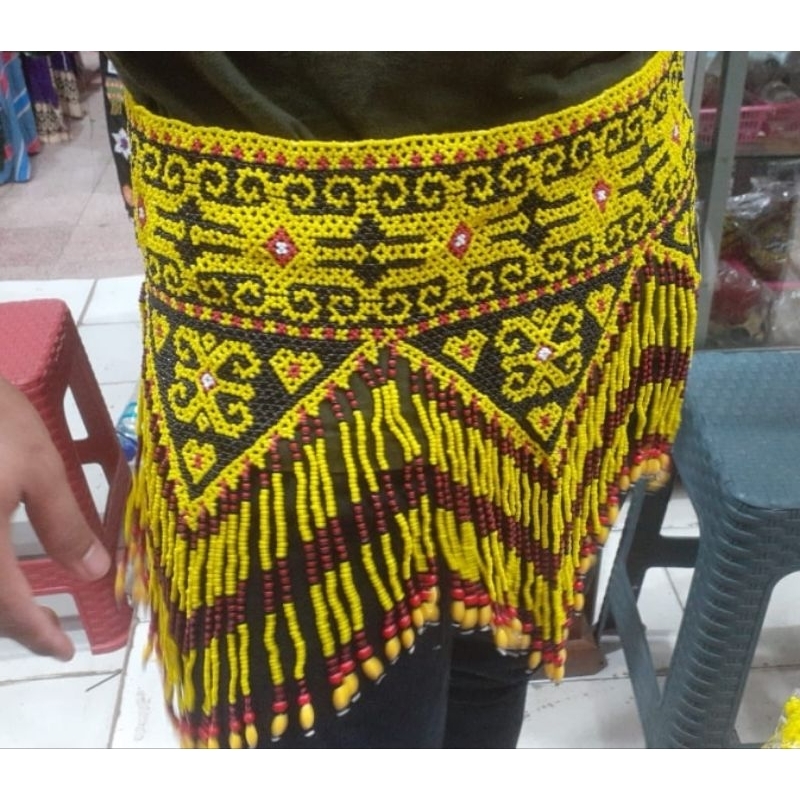 Jual (Dewasa) Ikat pinggang/ pendeng manik dayak hiasan dada manik ...