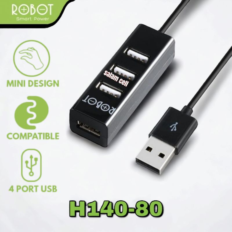 Jual ROBOT USB HUB 4 PORT 2.0 H140-80 80CM BLACK Garansi Original Resmi ...