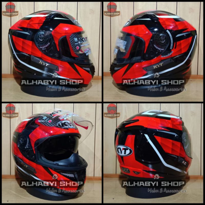 Jual HELM KYT K2 RIDER MOTIF DIAMOND BLACK RED | DOUBLE VISOR | SNI ...