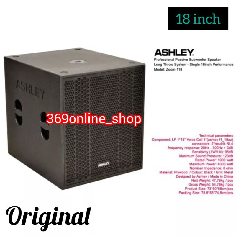 Jual Subwoofer pasif 18 inch ASHLEY Zoom18 Original | Shopee Indonesia