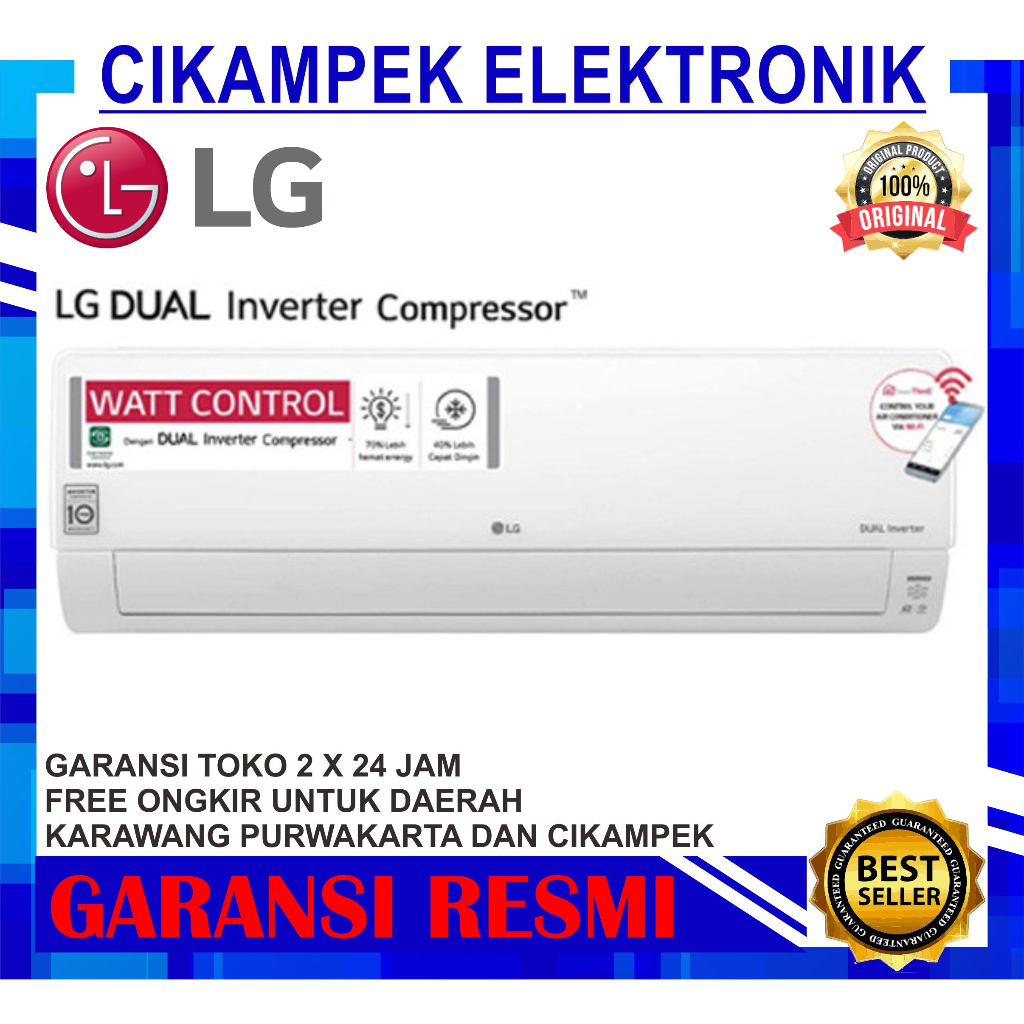Jual AC LG T05EV5 SMART INVERTER LG 0.5 PK DUAL COOL SPLIT 1/2 PK ...