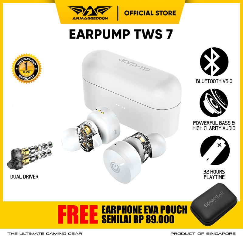 Jual Earphone Headset Bluetooth TWS 7 HyperBass Dual Driver Gaming ...