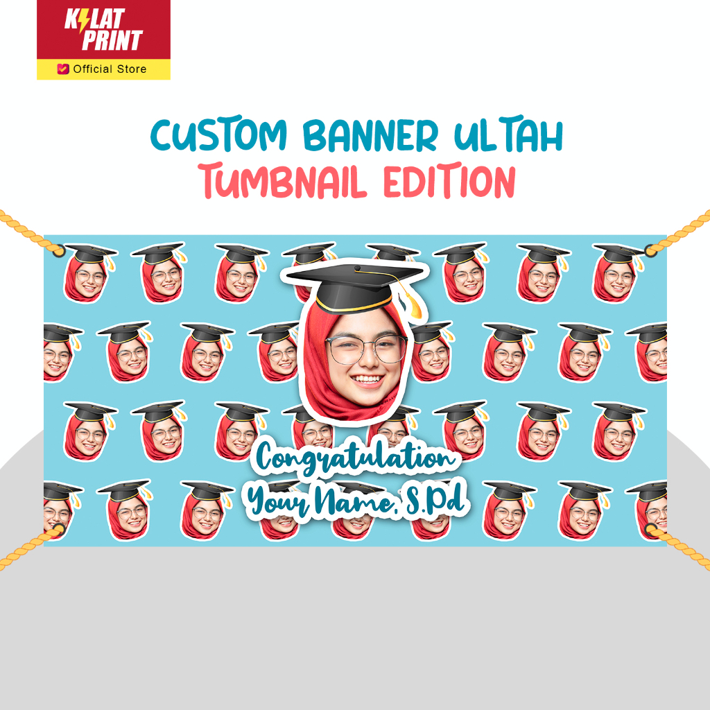 Jual Custom Banner Ultah Hadiah Sidang Wisuda Design Muka Tumbnail ...