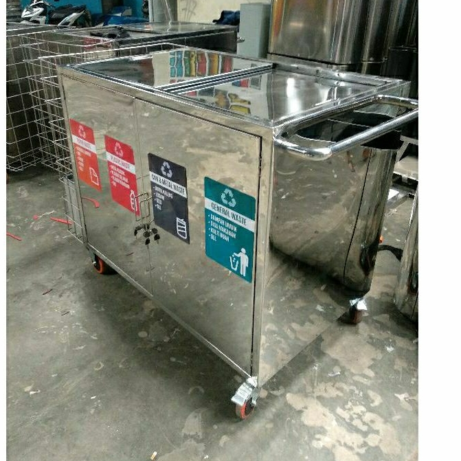 Jual troli trolley stainless steel dorong / tempat sampah | Shopee ...