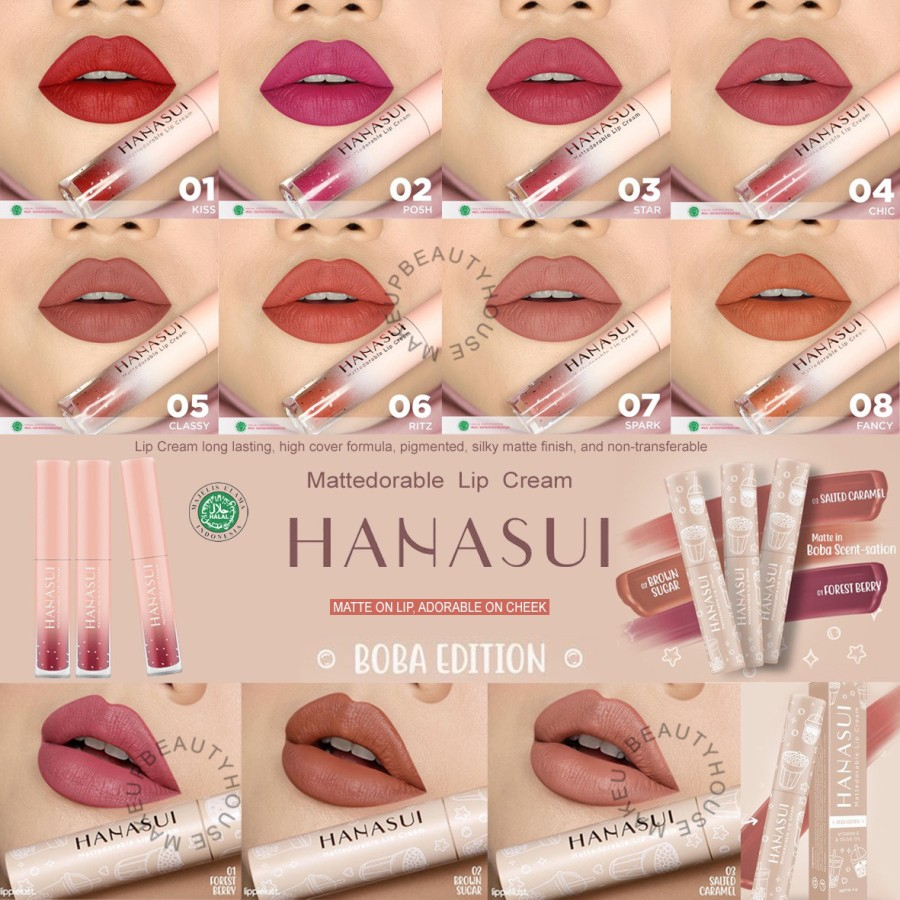 Jual [ORIGINAL] Hanasui Mattedorable Lip Cream | Matte Dorable BOBA ...
