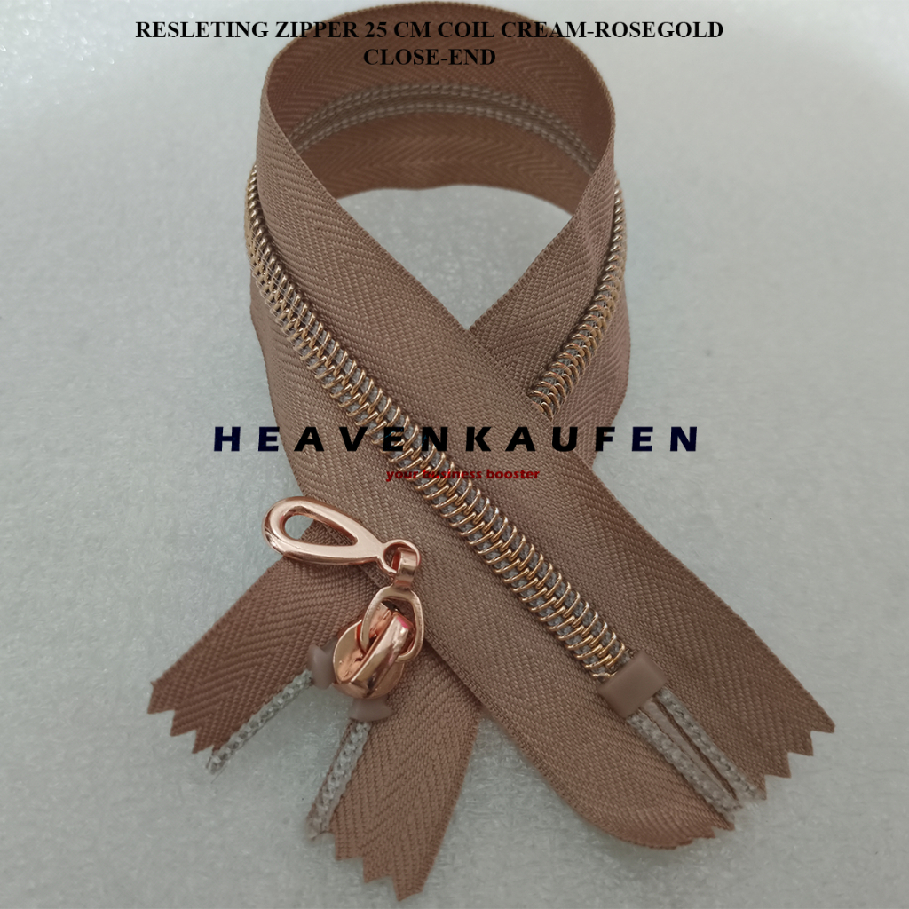 Jual Resleting Zipper Ritsleting 25 cm Cream - Rose Gold Type Gigi ...