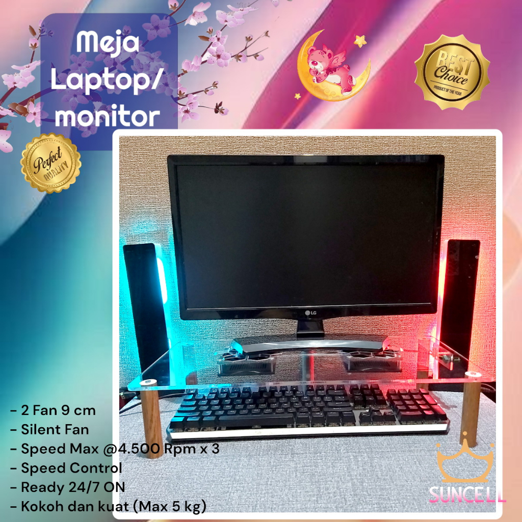 Jual Meja Laptop meja monitor dengan cooling Fan | Shopee Indonesia