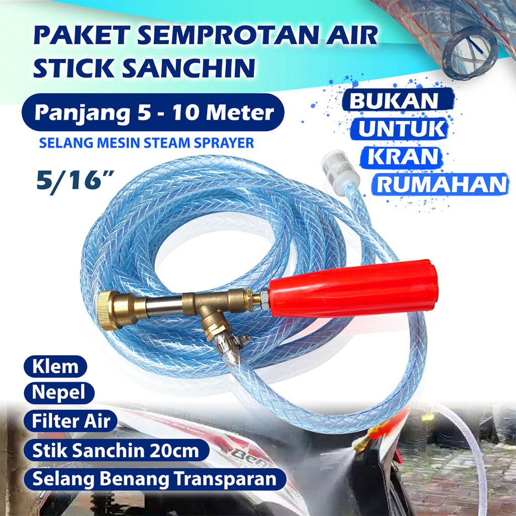 Jual Paket Semprotan Air Cuci Motor / Mobil Selang Benang Transparan ...