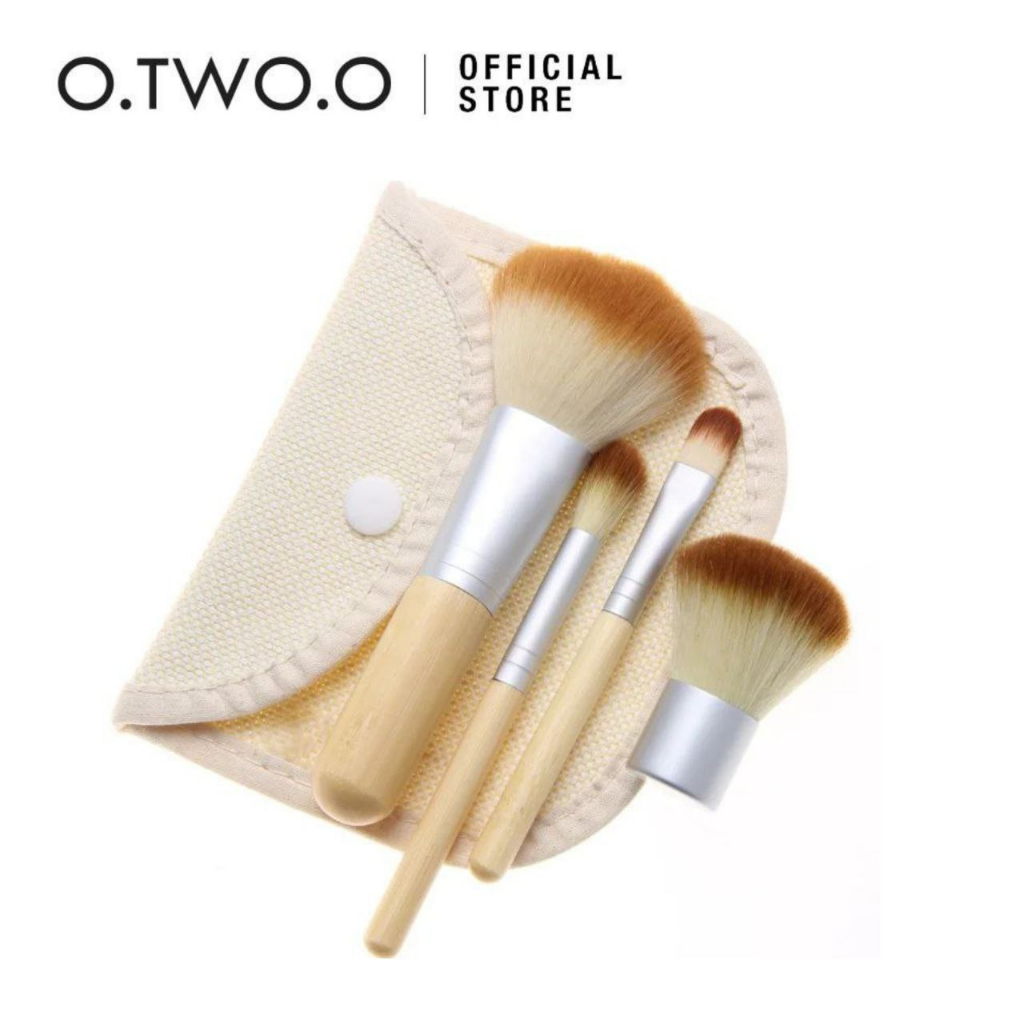 Jual O.TWO.O Bamboo BRUSH Set/Kuas Make up 4 pcs + Pouch kuas set-9966 ...