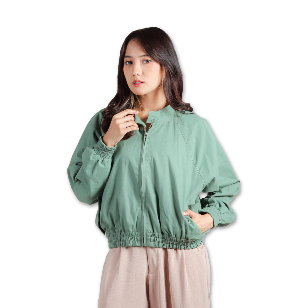 Jual Nookly Crop Jacket Harrington Hayley Sage Jaket Crop Wanita ...