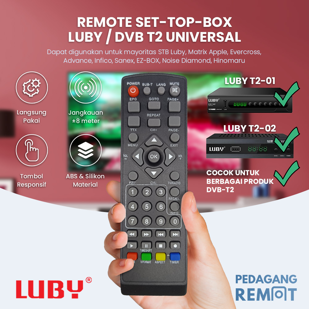 Jual Remot Remote STB Parabola Luby T2-01 / Remote Set Top Box Receiver ...