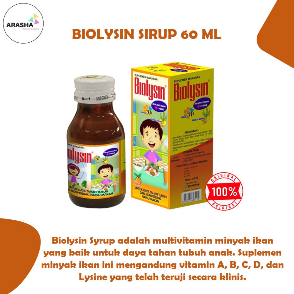 Jual BIOLYSIN SIRUP 60 ML - Vitamin Anak Sirup - Penambah Nafsu Makan ...