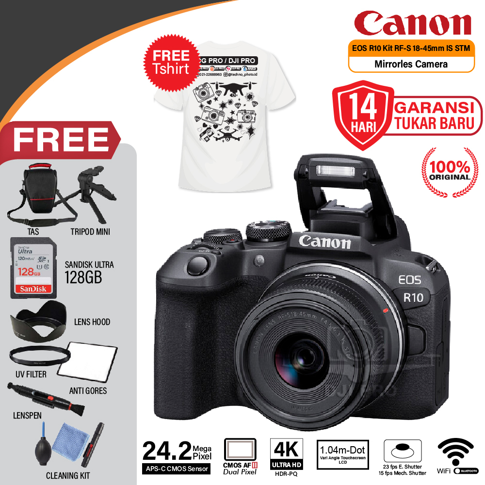 Jual Canon EOS R10 Kit RF-S 18-45mm STM EOS R 10 Kit 18-45 Distri ...