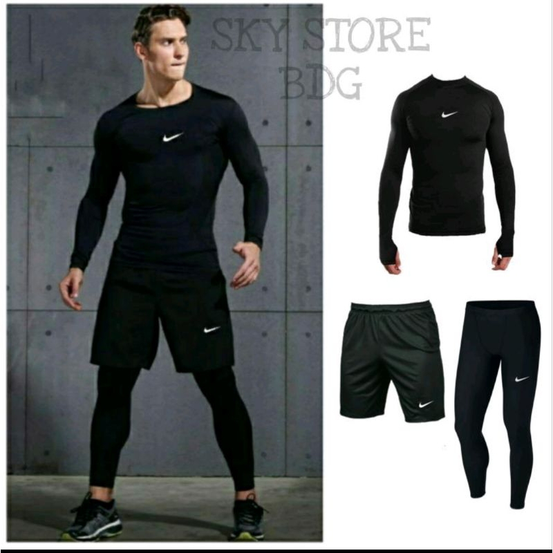 Jual Full Set Baju Kaos Manset Baselayer Futsal Sepak Bola Pria Running ...