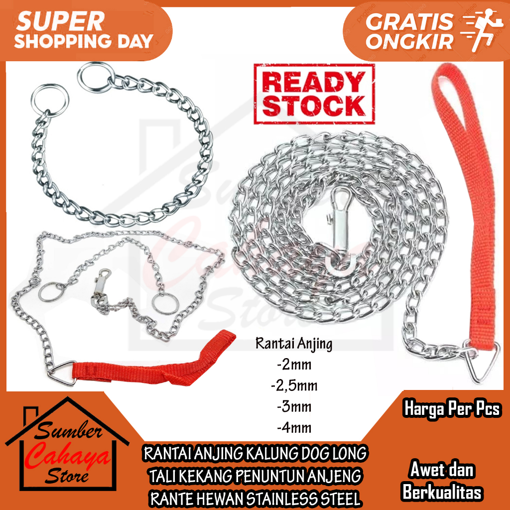 Jual Rantai Anjing Kalung Dog Kucing Cat Long Tali Kekang Penuntun ...