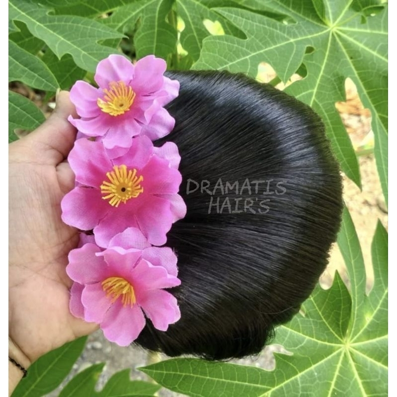 Jual Sanggul Sirkam Warna Hitam Lengkap dengan Asesoris Bunga Sakura ...