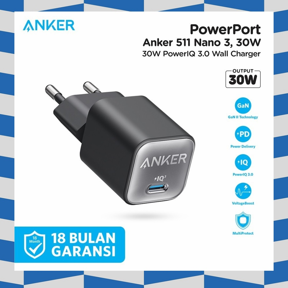Jual Anker Wall Charger 511 Super Fast Charging Nano III 30W A2147 ...