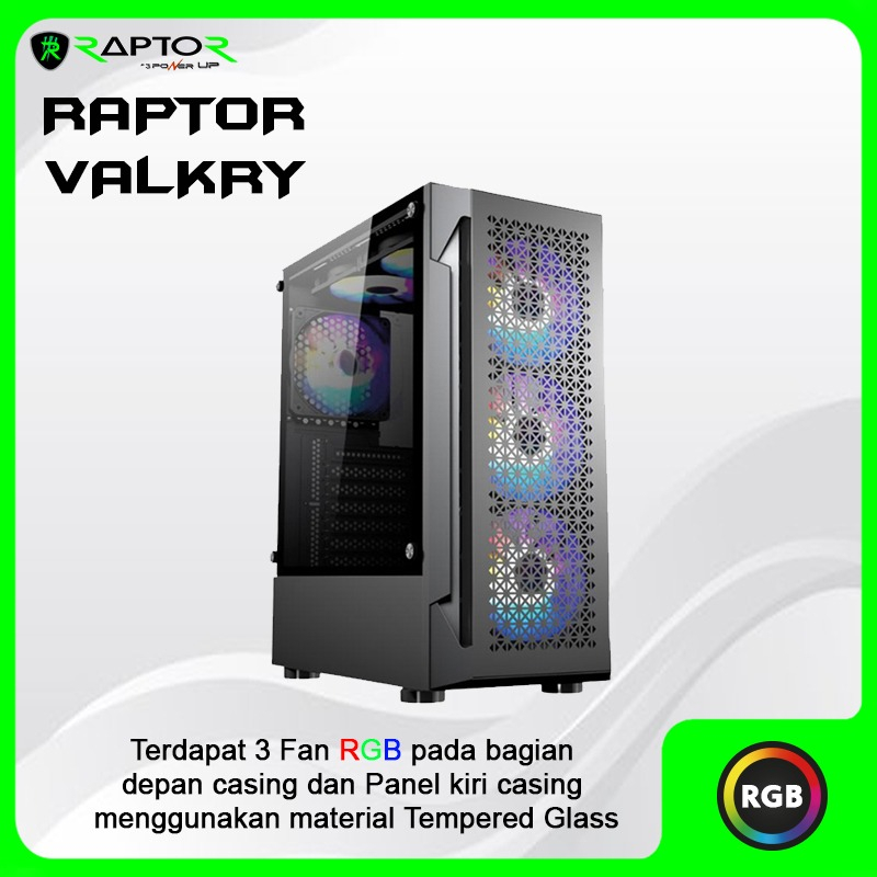 Jual Casing Gaming RAPTOR VALKRY - include 3 FAN RGB ROVER | Shopee ...
