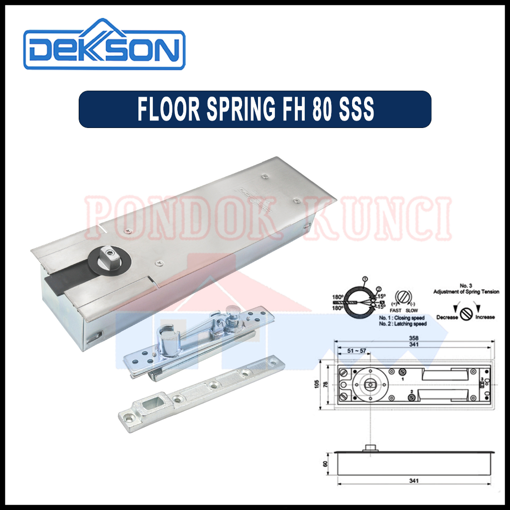 Jual Floor Hinge Komplit Dekkson FH 80 SSS Engsel Tanam Dekson BTS 80 ...