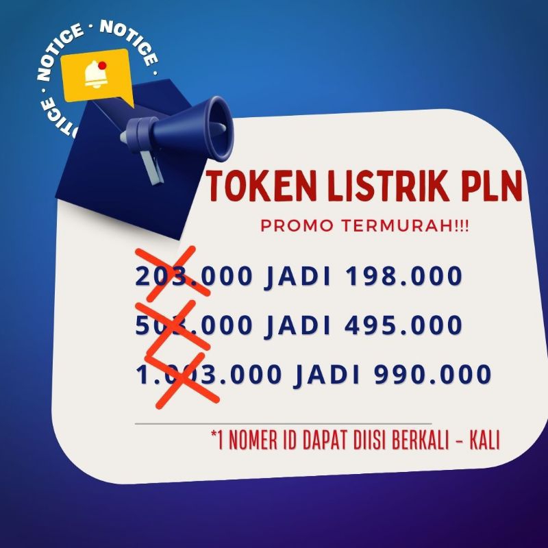 Jual TOKEN LISTRIK 200 500 1juta PROMO TERMURAH 200 ribu 500 ribu 1 ...