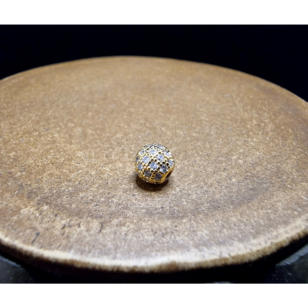 Jual Bead Sekatan Ornament Chrome K Gold Zircon Lubang Lurus 6mm R020 ...