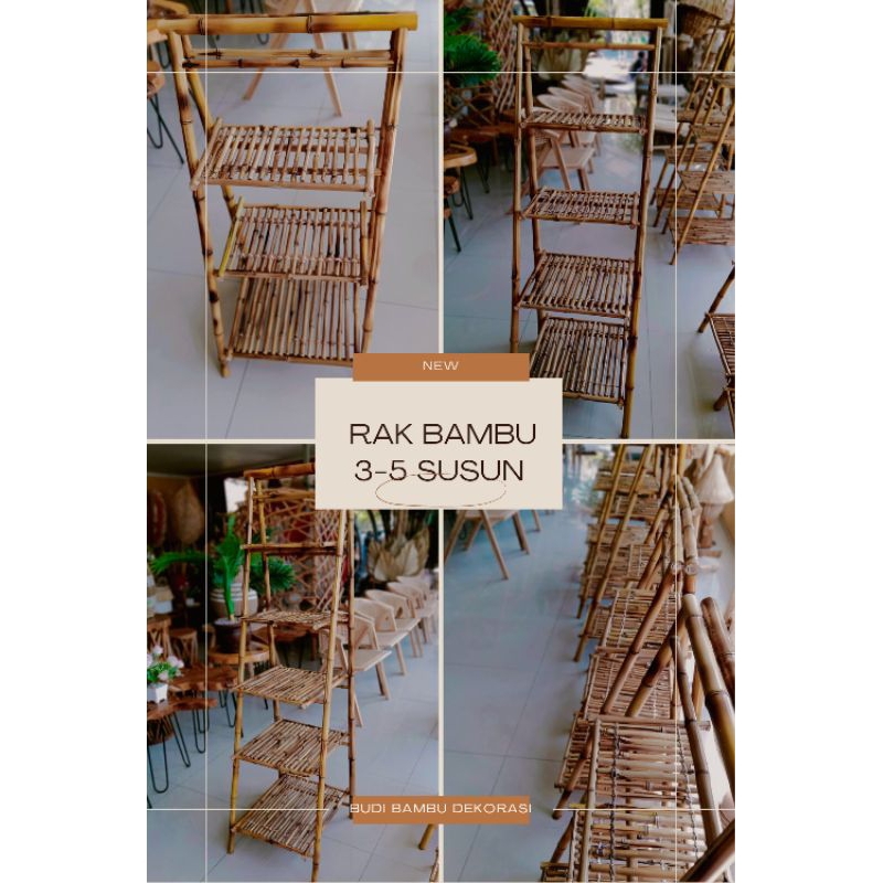 Jual RAK SUSUN BAMBU 3-5 STEP / RAK BAMBU / RAK HIAS / RAK AESTETIC ...