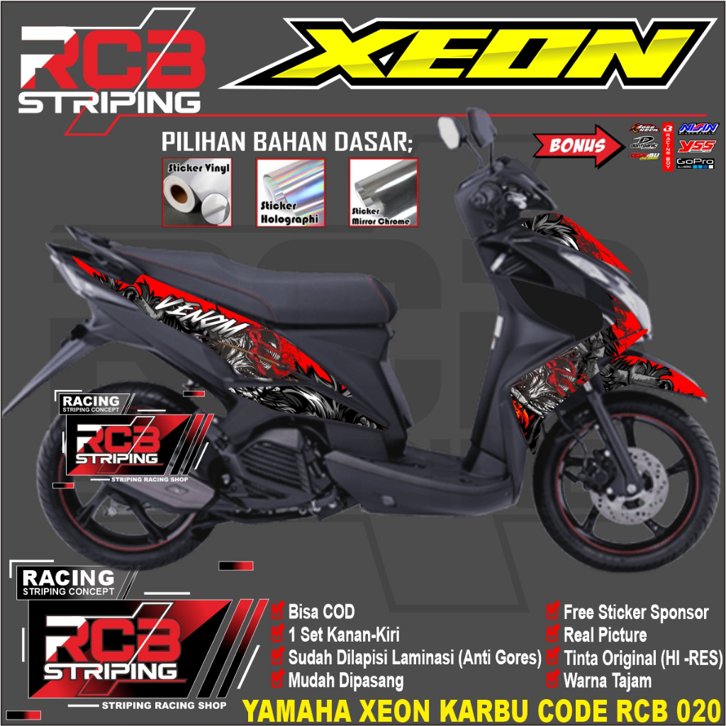 Jual (COD) stiker motor xeon karbu striping xeon karbu - sticker motor ...
