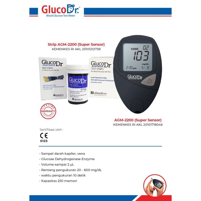 Jual GLUCODR SUPER SENSOR ALAT CEK GULA DARAH AGM 2200 SUPER SENSOR ...