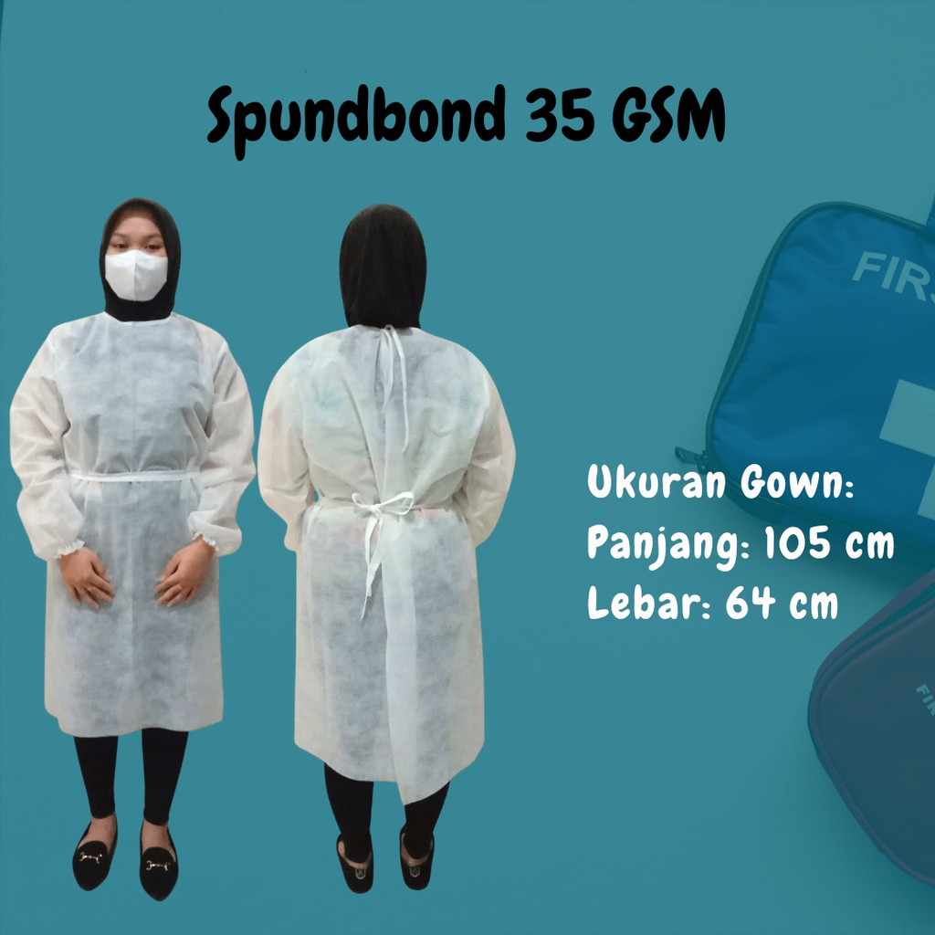 Jual SURGCAL GOWN / GOWN MEDIS /GOWN APD Disposable Spundbond 35 GSM ...