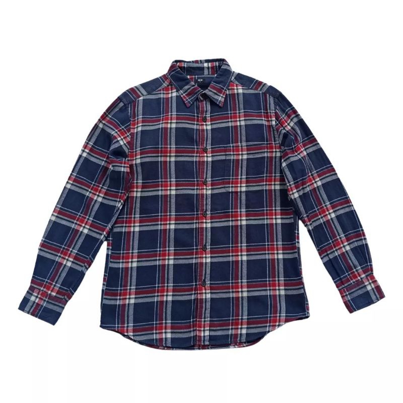 Jual Kemeja Flannel Kotak-kotak Uniqlo Biru Merah | Shopee Indonesia