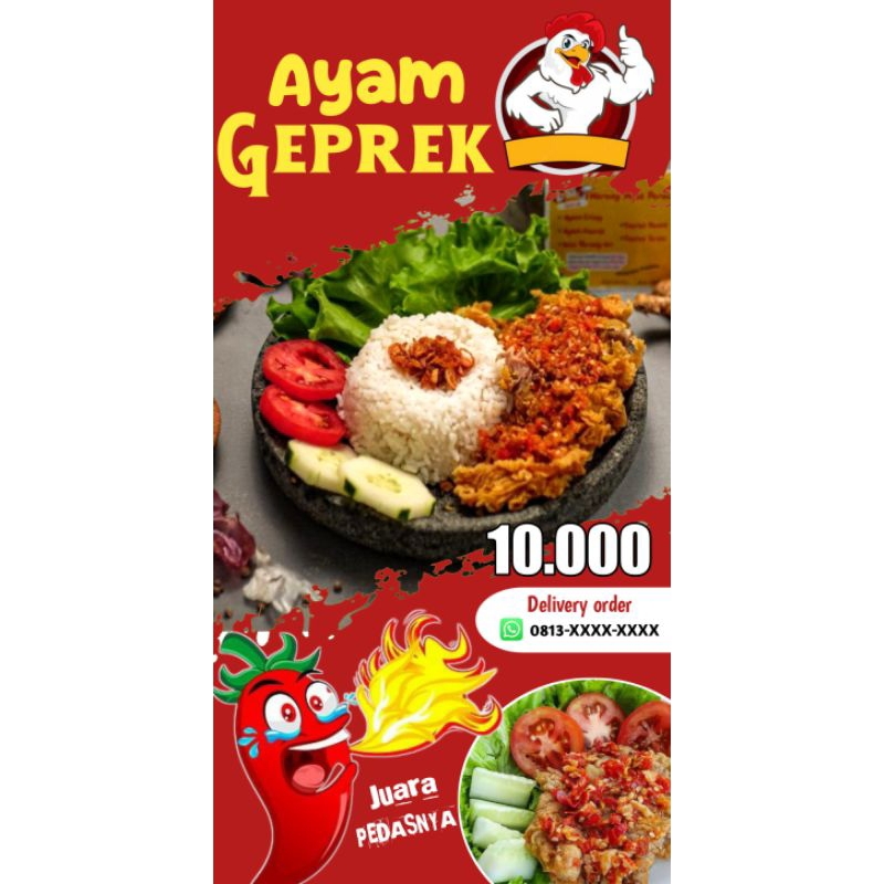 Jual BANNER/SPANDUK AYAM GEPREK FRE DESIGN | Shopee Indonesia