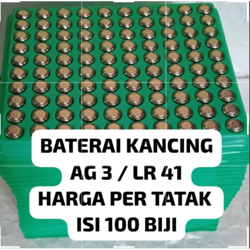 Jual BATERAI KANCING AG3 LR41 ISI 100 BIJI TATAKAN HIJAU MERK SODA | Shopee Indonesia