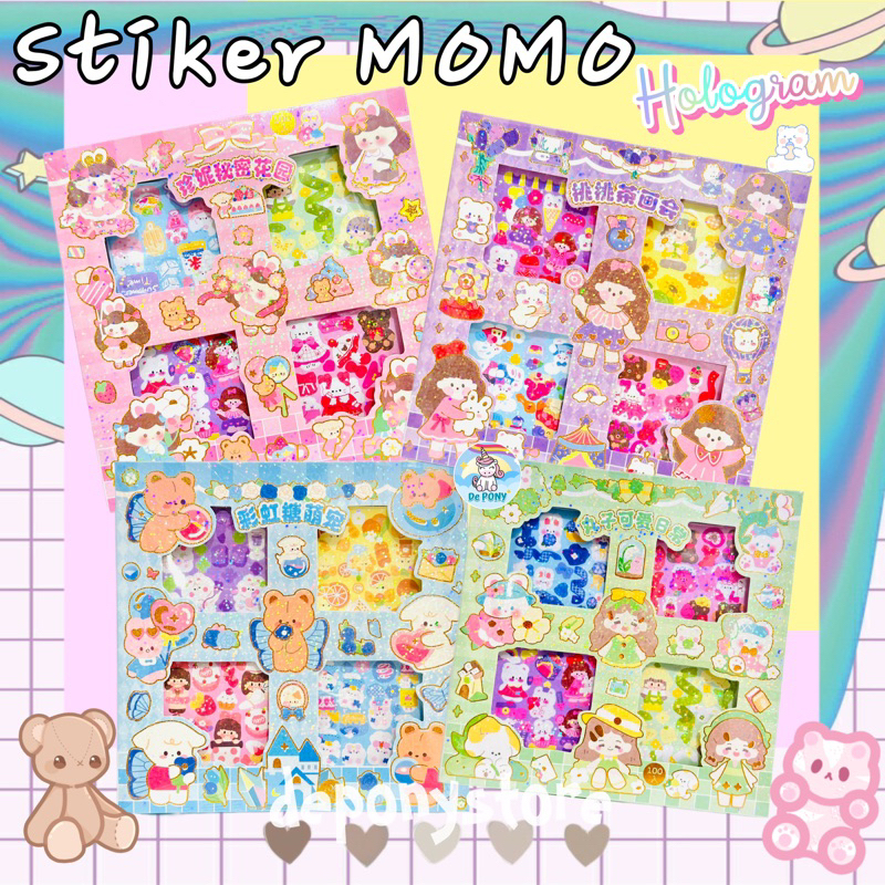 Jual Stiker Premium Momo Hologram Glitter Besar 100pc PVC Waterproof ...