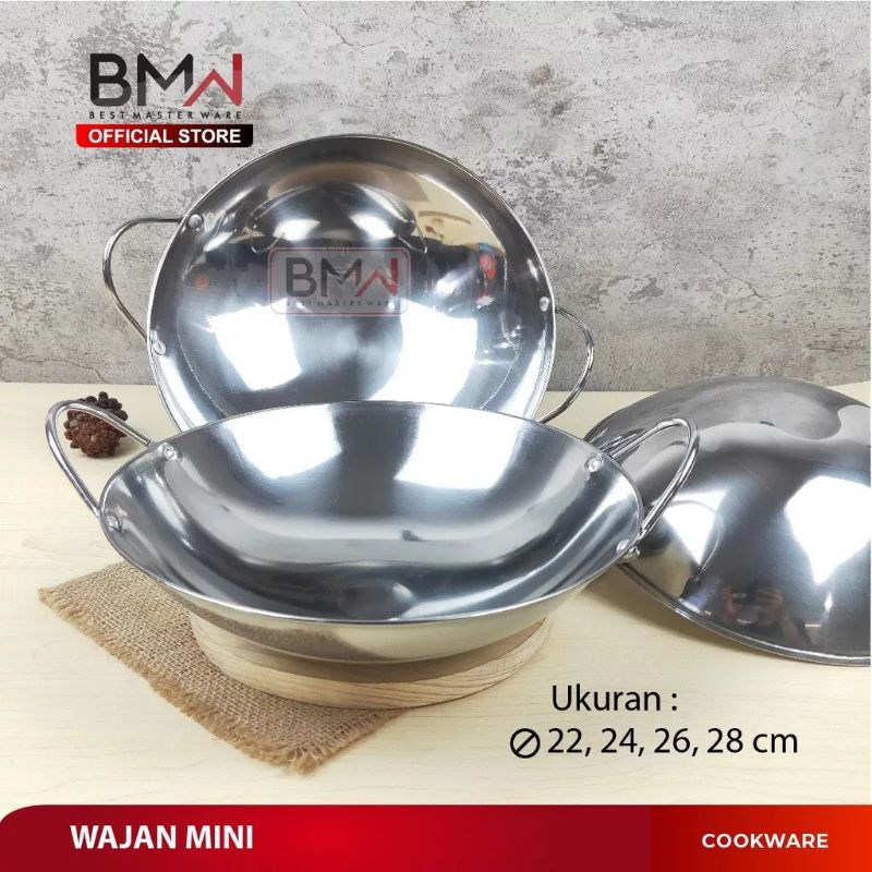 Jual Wajan Mini Stainless Steel 24-28 Cm Kuali Penggorengan Wok Mini ...