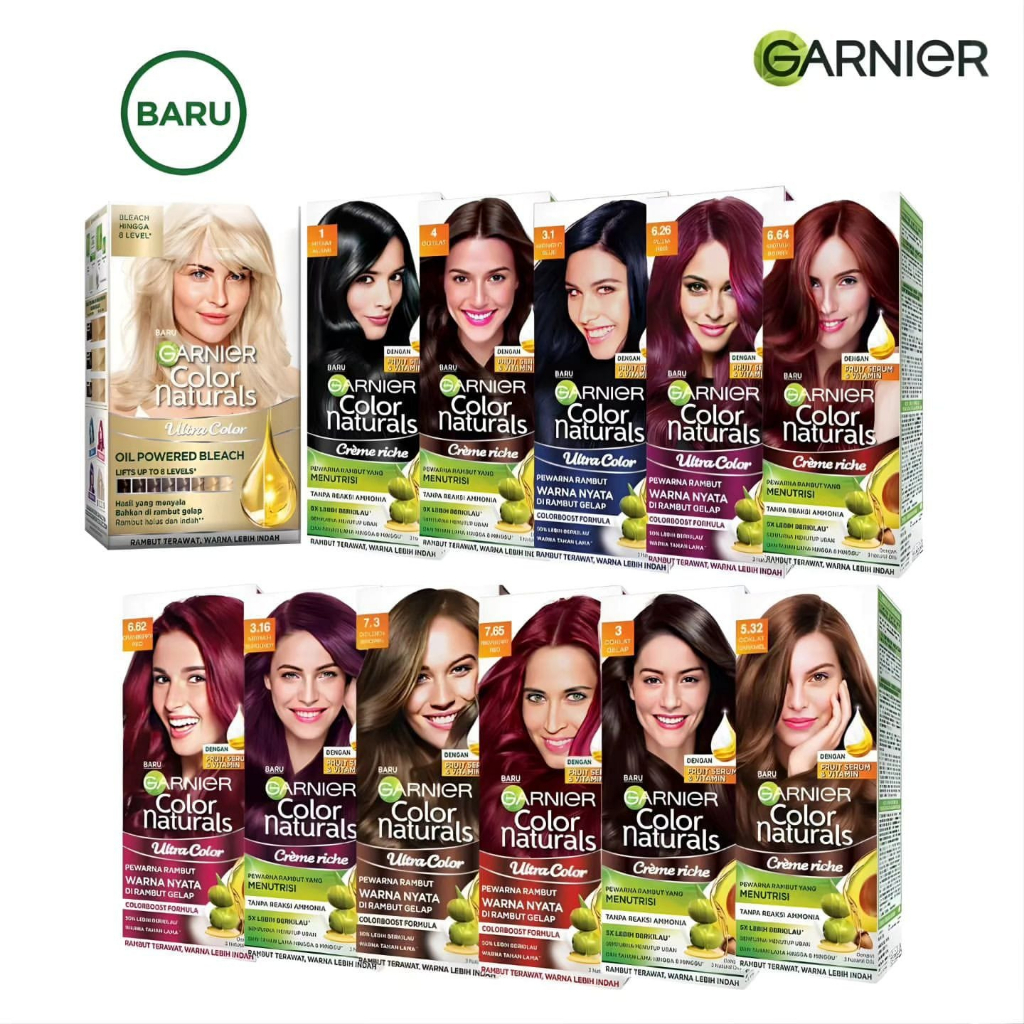 Jual GARNIER Hair Color Naturals 55ml + 50gr / Pewarna Rambut Alami ...