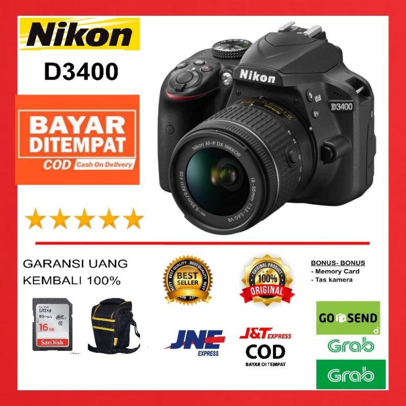 Jual Nikon d3400 kit 18-55mm VR bluetooth | Shopee Indonesia