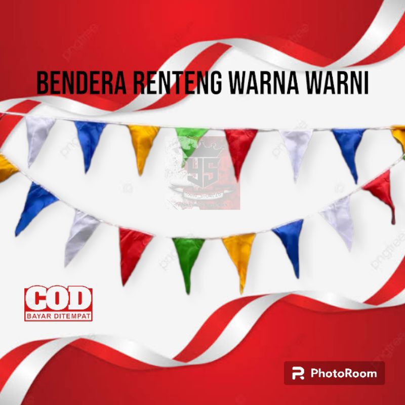 Jual Bendera renteng warna warni panjang 5 meter Real | Shopee Indonesia