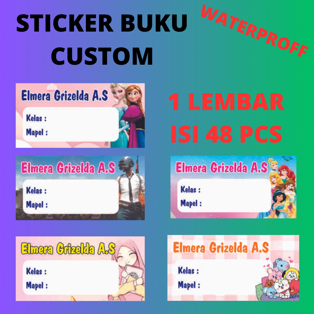 Jual Sticker Buku Sekolah Custom Nama (48 Pcs) | Shopee Indonesia