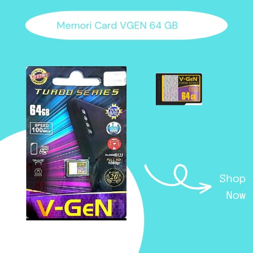 Jual V-Gen Micro SD 64 GB Turbo 100MB/s Class 10 A1 Memory Card Vgen ...