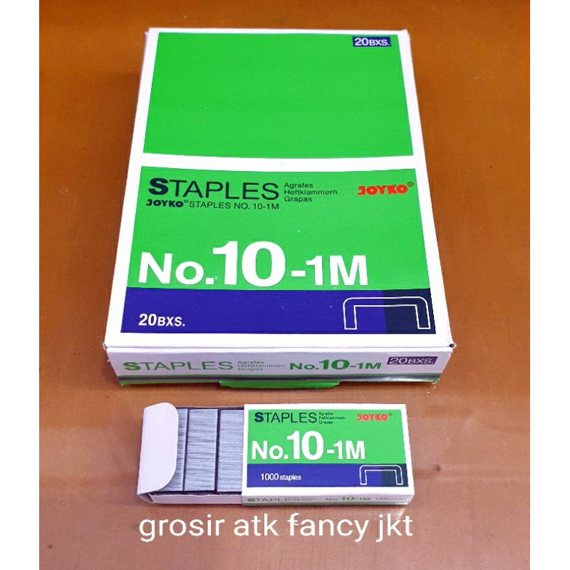 Jual ( 1 dus = 20 pak kecil ) 10-1M Staples Steples Isi Stapler Stepler ...